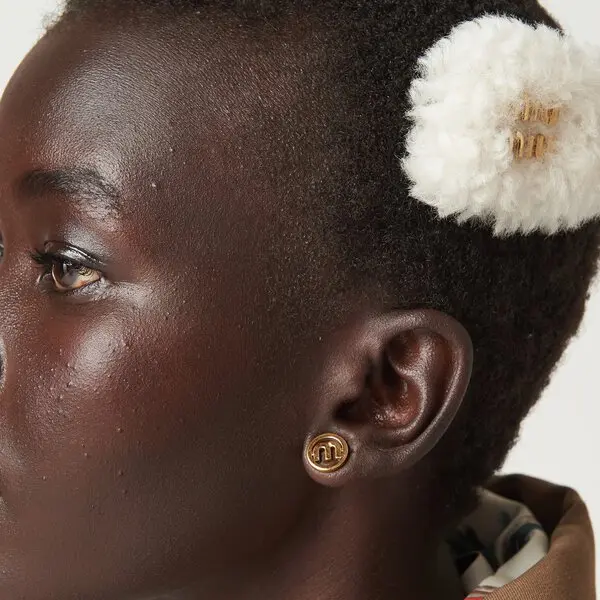 Miu Miu Shearling Hair Clip - Ivory | Editorialist display picture 2