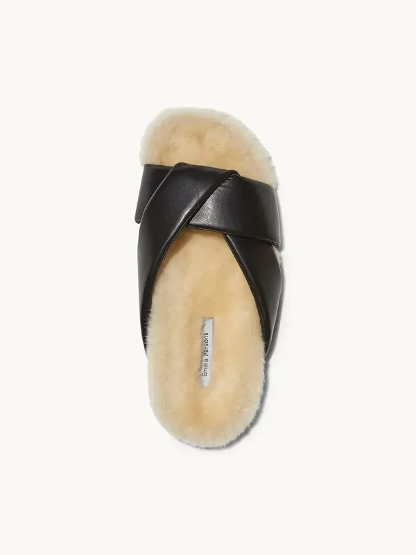EMME PARSONS Fur-lined Folded Slides