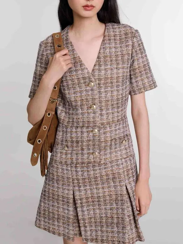Maje Cotton Short Tweed Dress