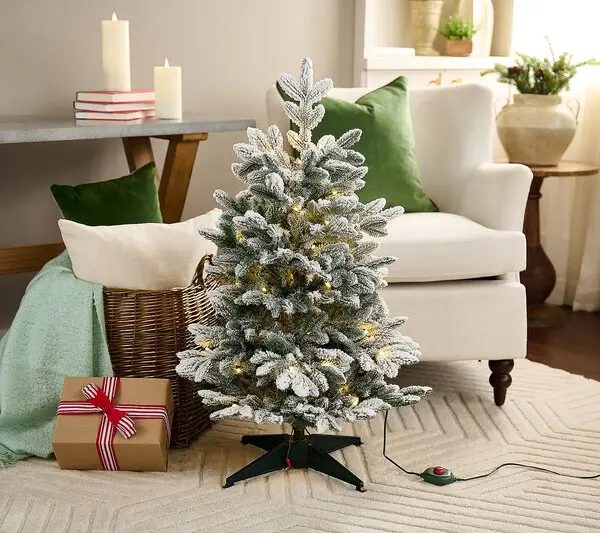 VALERIE PARR HILL As Is 3' Twinkling Snow Kissed Spruce Tree Valerie - One-color