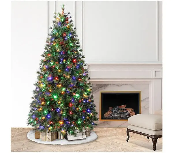 PULEO INTERNATIONAL 7.5' Pre-lit Colorado Pine Hristmas Tree - One-color