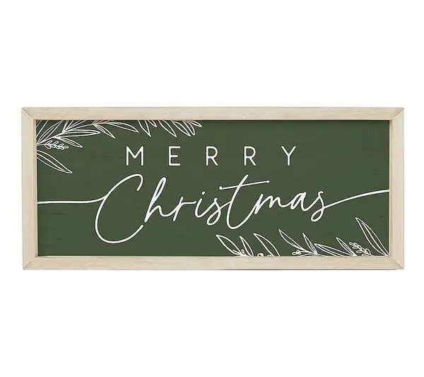 SINCERE SURROUNDINGS 24' Merry Christmas Green Farmhouse Frame - One-color