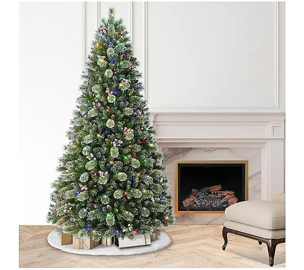 PULEO INTERNATIONAL 9' Pre-lit Norway Spruce Ar Tificial Tree - One-color