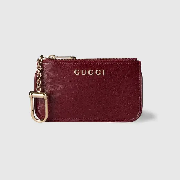 Gucci Zip Key Case With Script Leather