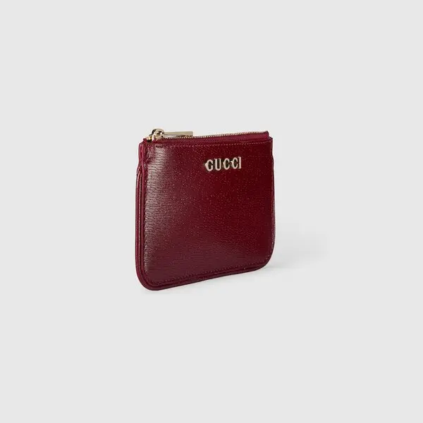 Gucci Zip Key Case With Script Leather - Bordeaux | Editorialist