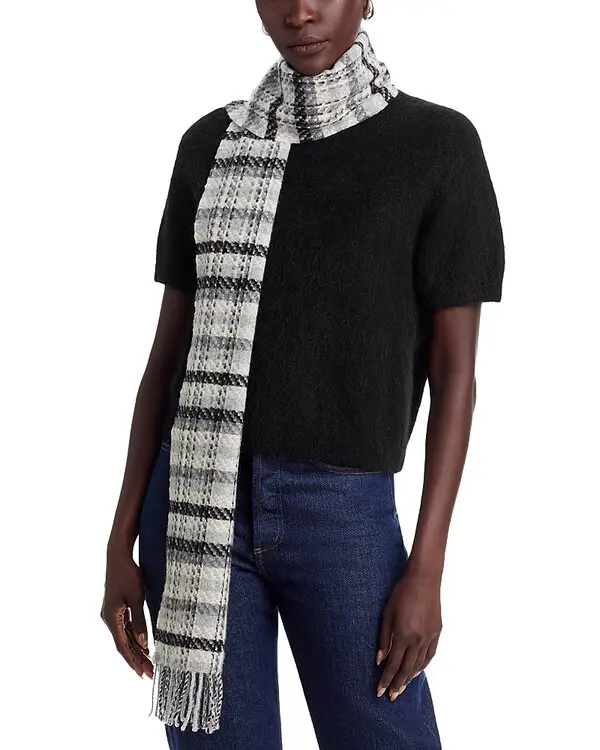 Bloomingdale'S Tweed Plaid Scarf Exclusive - Black/white
