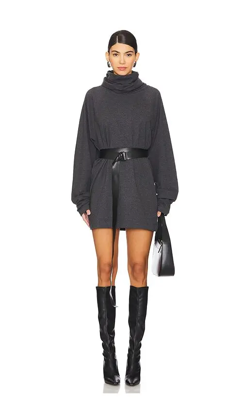 Norma Kamali Oversized Raglan Sleeve Turtleneck Mini Dress