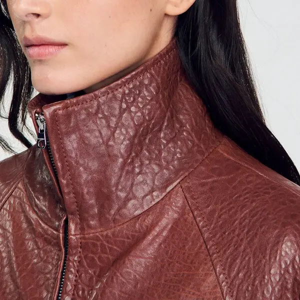 Sandro Oversized Bubble Leather Jacket