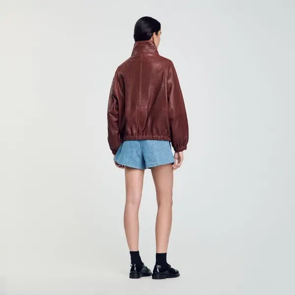 Sandro Oversized Bubble Leather Jacket