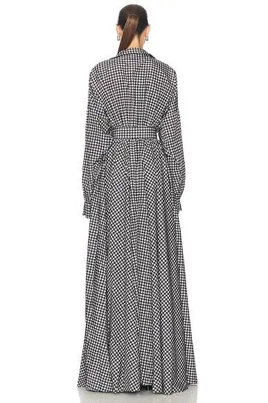 Norma Kamali Oversized Houndstooth Flared Gown