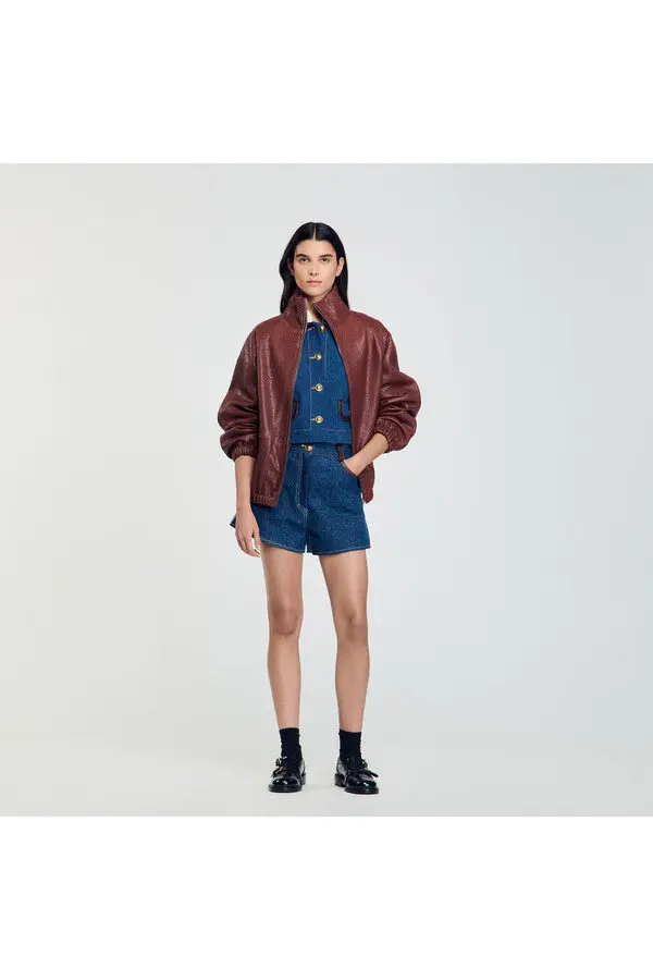 Sandro Oversized Leather Jacket