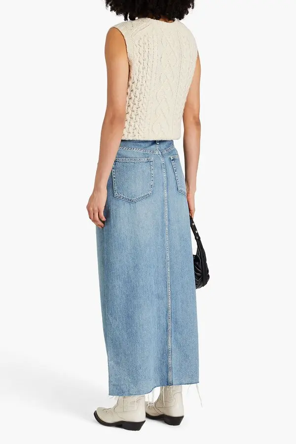 Rag & Bone Avery Frayed Denim Maxi Skirt