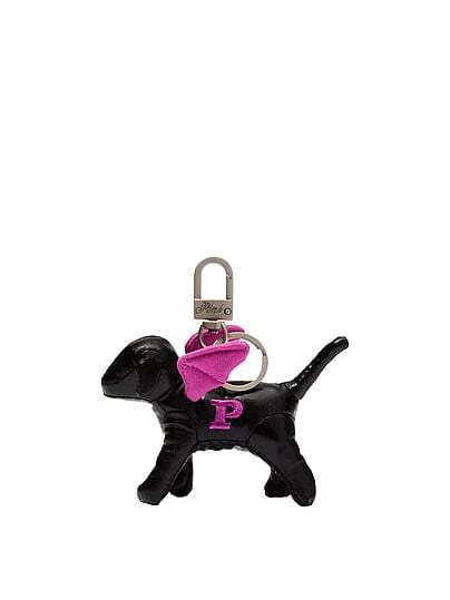 Pink Micro Dog Keychain Charm - Black