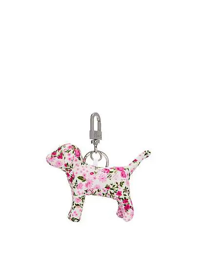 Pink Micro Dog Keychain Charm - Floral