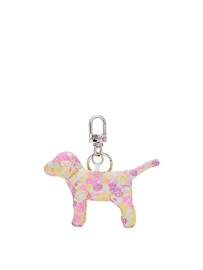 Pink Micro Dog Keychain Charm - Floral