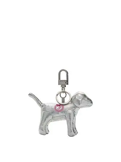 Pink Micro Dog Keychain Charm - Gold