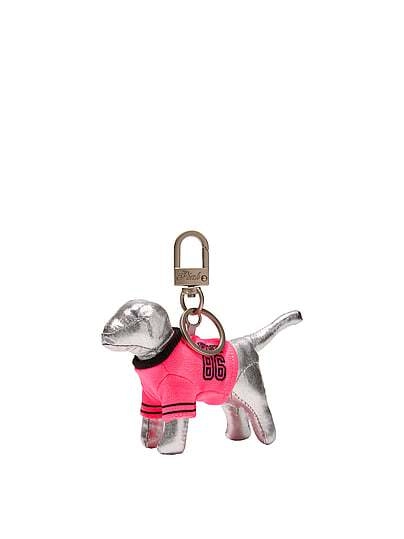 Pink Micro Dog Keychain Charm - Gold