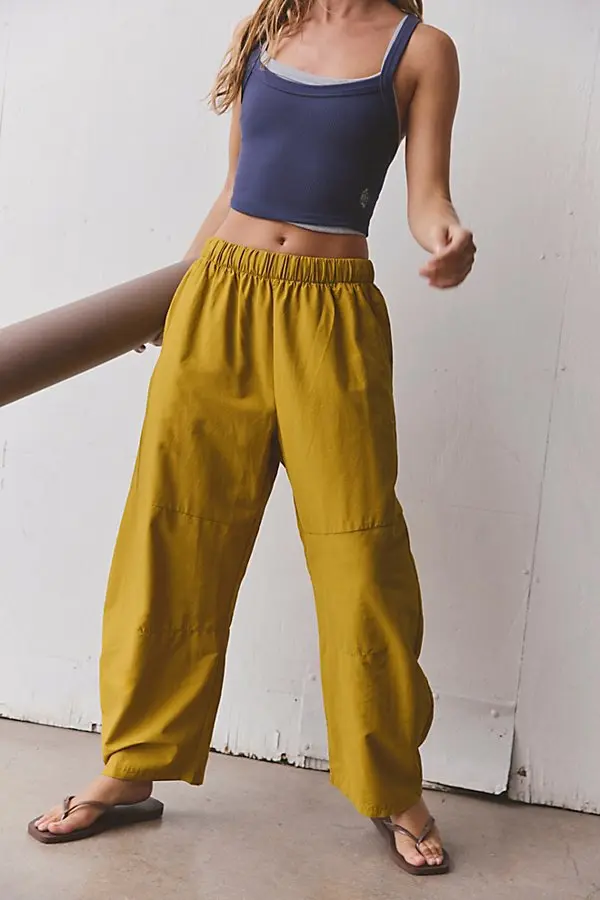 Free People Game Day Tapered Pants - Dried Palm