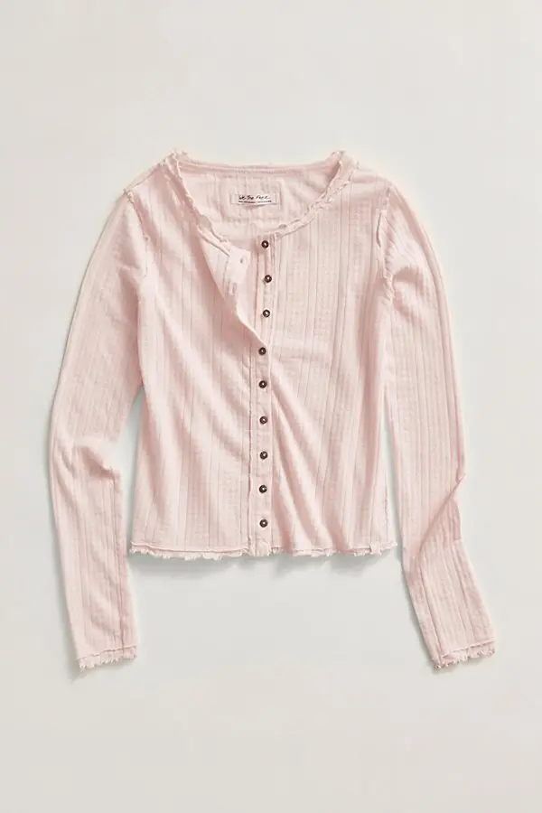 Free People We The Free Penny Pointelle Cardigan - Rose Blush