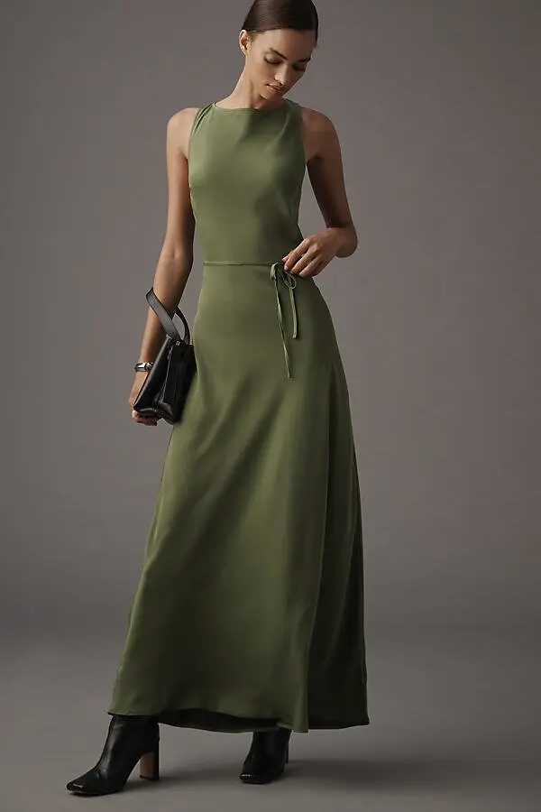 Weworewhat Boat-Neck Slip Maxi Dress In Green - 32% Off | Editorialist