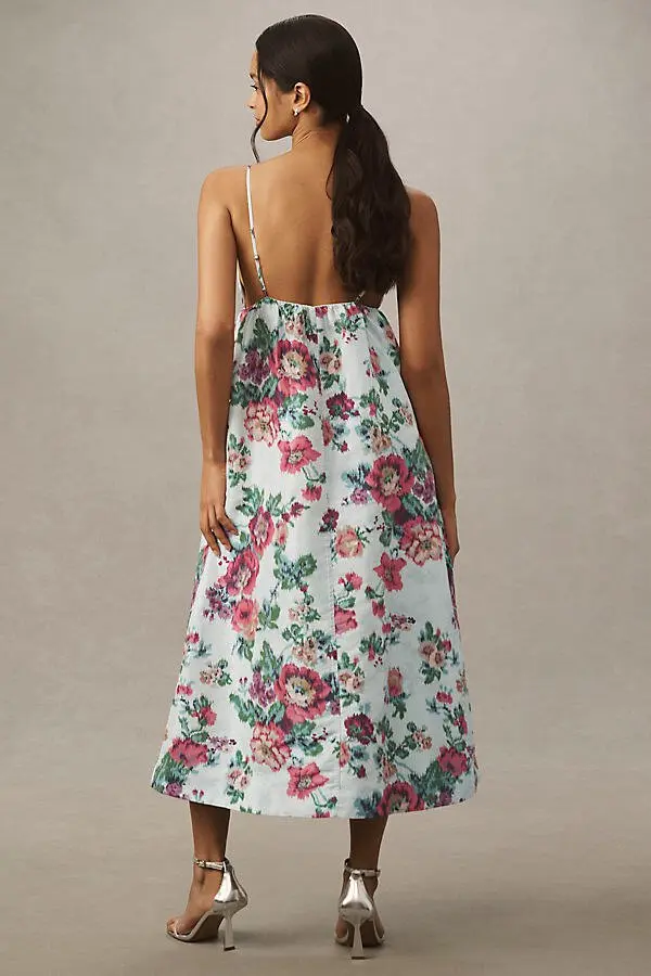 Bhldn Sophia Apron-Top Jacquard Midi Dress In Blue - 68% Off | Editorialist