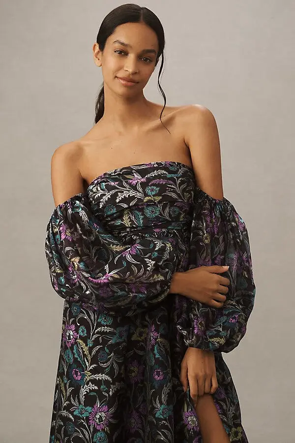 Bhldn Alissa Off-The-Shoulder Organza Maxi Dress In Black - 29% Off |  Editorialist