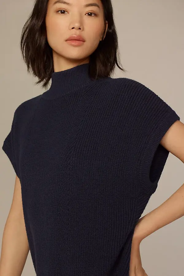 Anthropologie Short-Sleeve Mock-Neck Sweater Mini Dress In Blue - 37% Off |  Editorialist