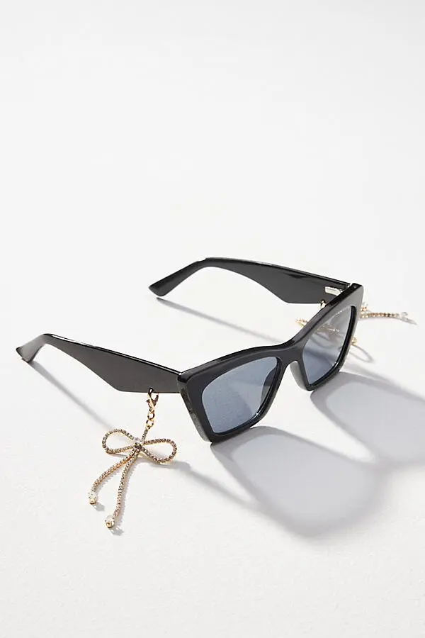 NEW ANTHROPOLOGIE Black Clip Tassel Rhinestone Charm Sunglasses $78 Sunnies Icon Charm Sunglasses | Anthropologie main image 2