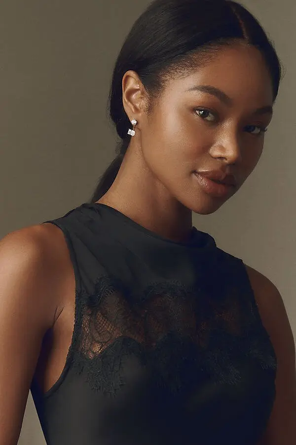 Nadri A La Carte Jacket Earrings With Crystal Studs