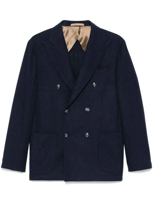 BARBA NAPOLI Mélange-effect Blazer - 0001 Blue