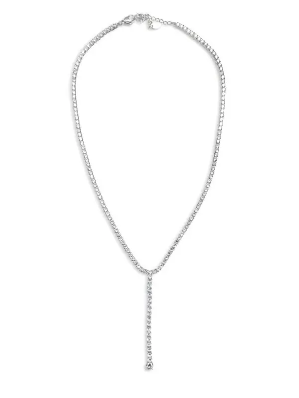HZMER JEWELLERY Rhinestone-embellished Lariat Necklace - Silver