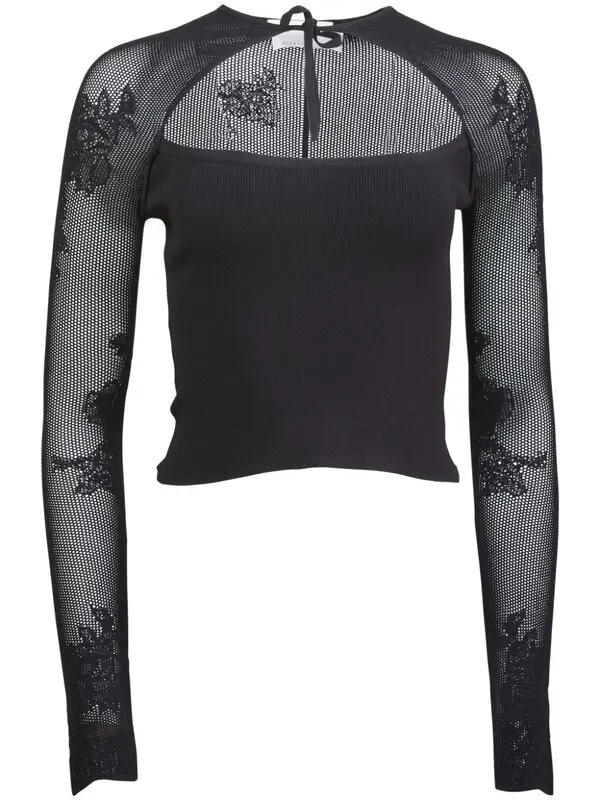 FLEUR DU MAL Pointelle-knit Decollette Top