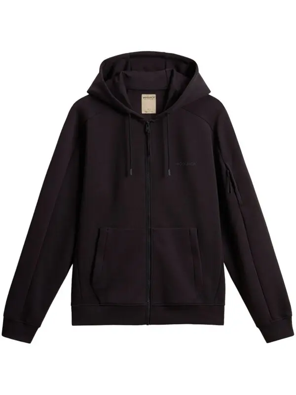 Woolrich Logo-print Zip-up Hoodie - Black