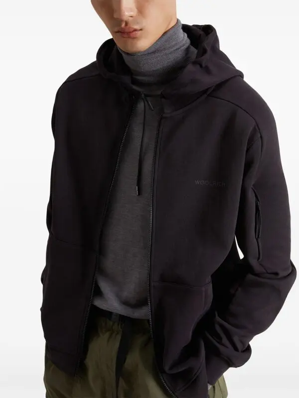 Woolrich Logo-print Zip-up Hoodie - Black