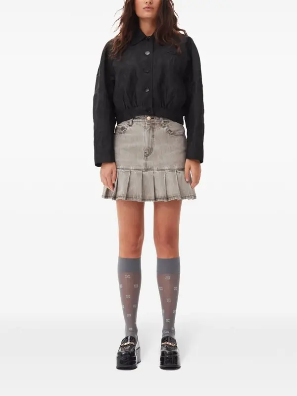 GANNI Denim Pleated Mini Skirt