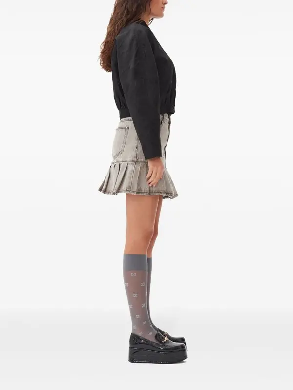 GANNI Denim Pleated Mini Skirt