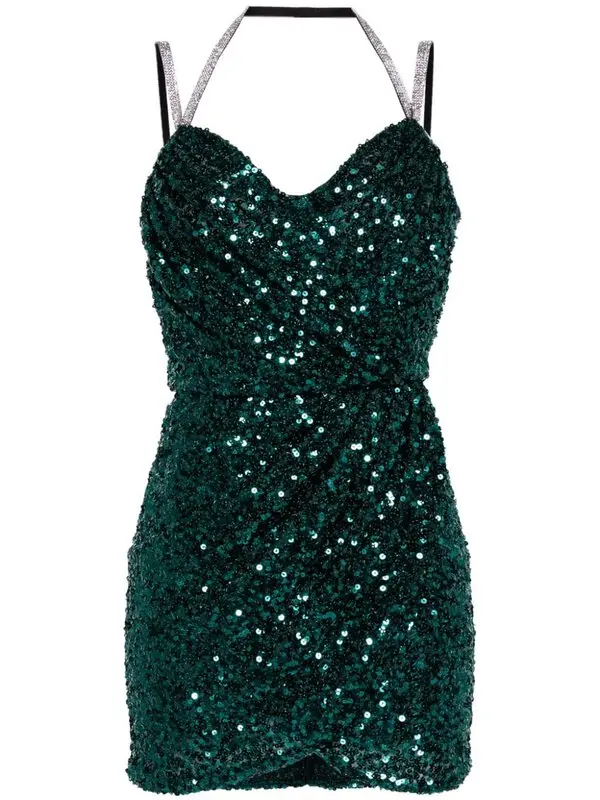 Dolce & Gabbana Crystal-embellished Sequinned Mini Dress - Green