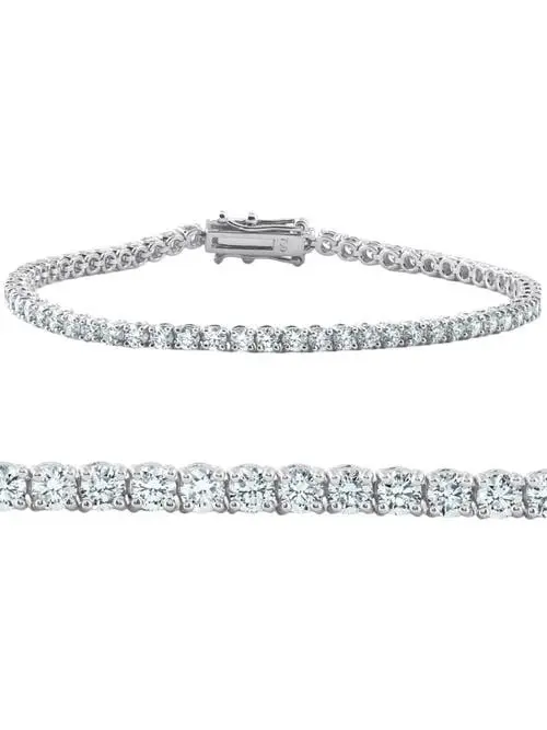 BLISS DIAMOND 4 Carat Tw Round Cut Diamond Tennis Bracelet In 14k Gold - 14k White Gold