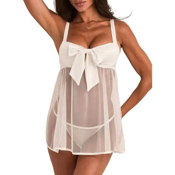 ADORE ME Bessima Babydoll & G-string Set Lingerie - White