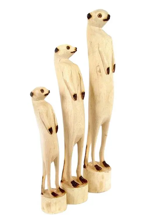 MBARE Hand Carved Standing Meerkat - Natural