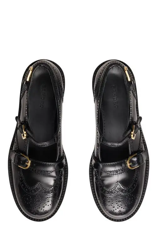 Sandro Mary Jane Leather Loafers - Black