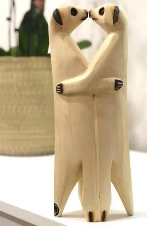 MBARE Hand Carved Standing Meerkatlovers Pair