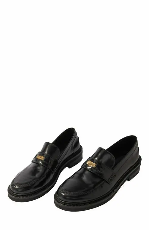 Maje Leather Loafers - Black