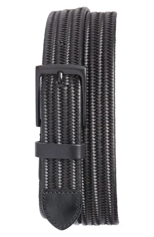 Nordstrom Diego Woven Leather Stretch Belt - Black