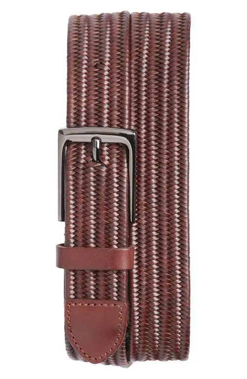 Nordstrom Diego Woven Leather Stretch Belt - Brown Chocolate