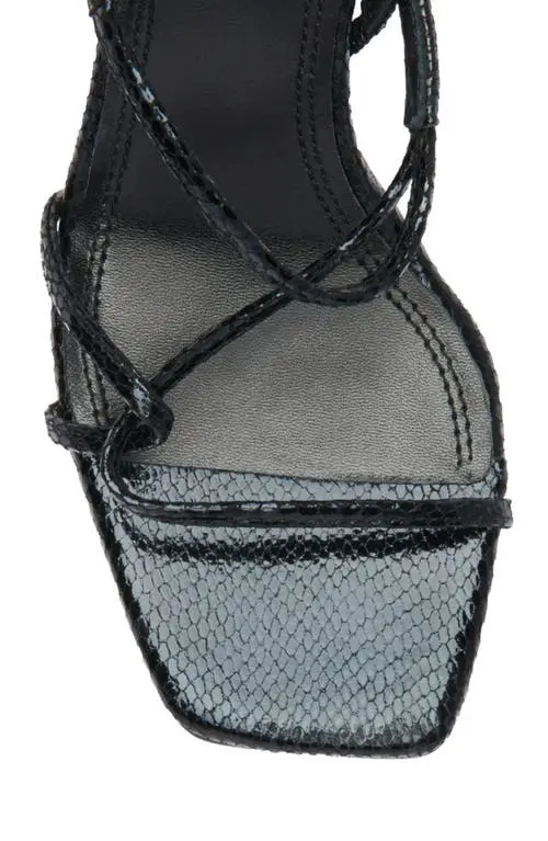 Sandro Embossed Leather Strappy Sandals - Black