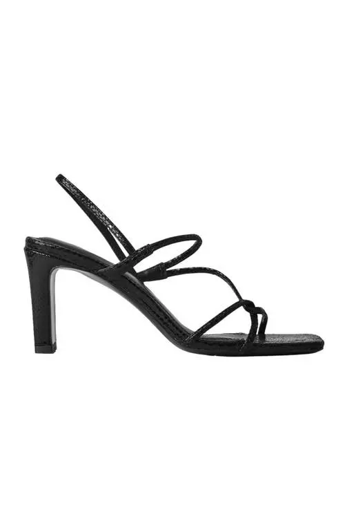 Sandro Embossed Leather Strappy Sandals - Black