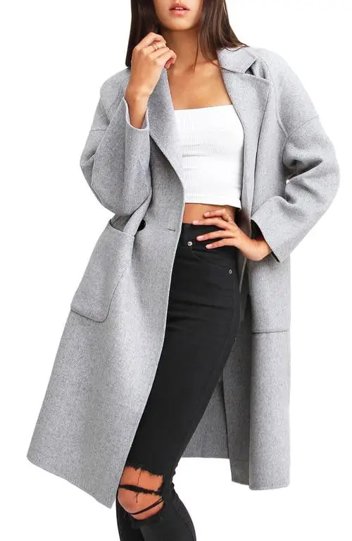 BELLE & BLOOM Publisher Double-breasted Wool-blend Coat - Grey Marle