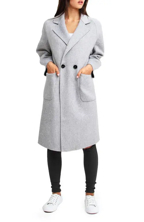 BELLE & BLOOM Publisher Double-breasted Wool-blend Coat - Grey Marle