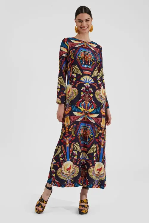 La DoubleJ Long Sleeve Swing Maxi Dress - Nephthys Navy